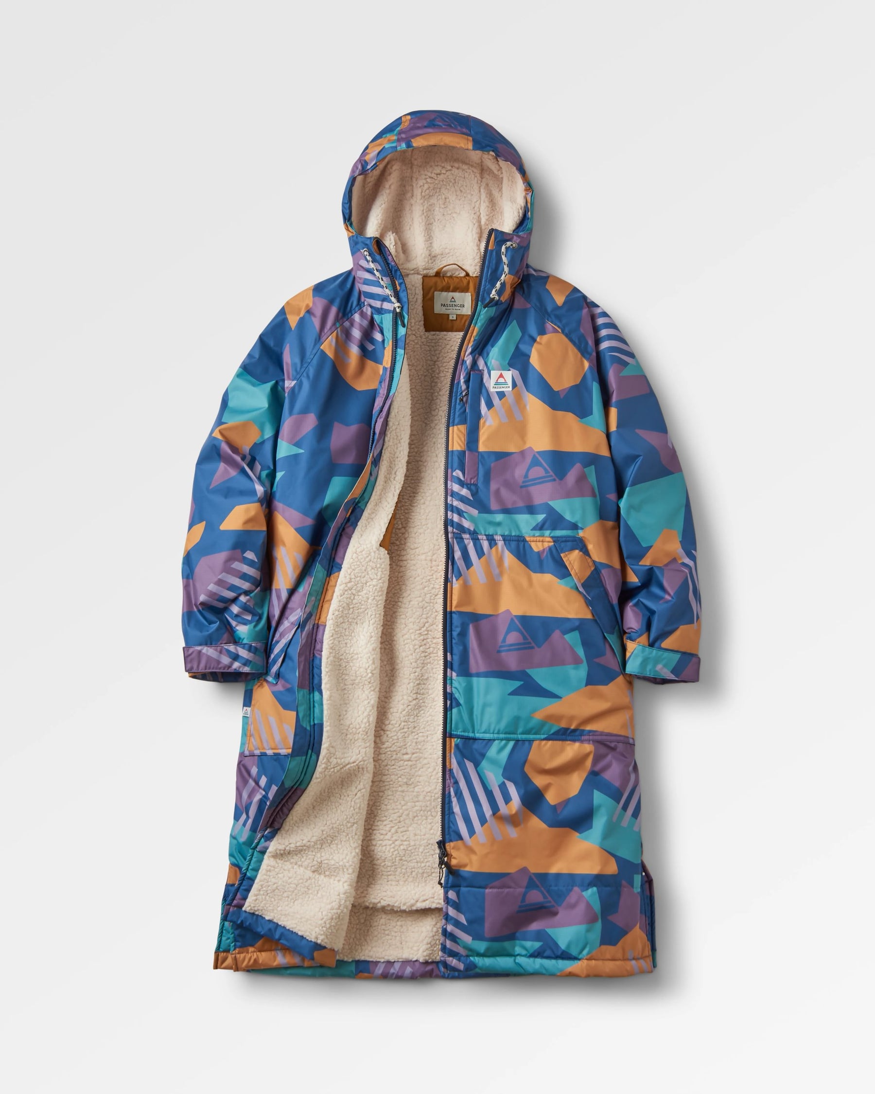 Waves Sherpa Gefütterter Surf-Poncho Tiefblaues Camo Muster – Passenger